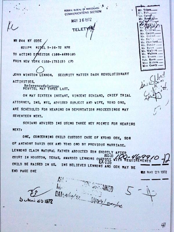 Check Out This FBI Memo Citing John Lennon’s “Revolutionary Activities ...